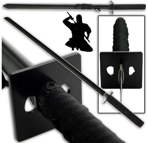 Stealth Black Ninja Sword With Classic Square Guard For Sale – All ...