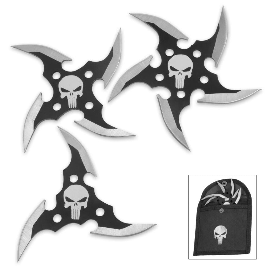 Punisher 3-Piece Throwing Star Set For Sale – All Ninja Gear